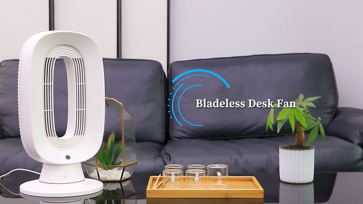 Lithium Battery Chargeable Dual Air Outlet Smart Bladeless Table Fan ...