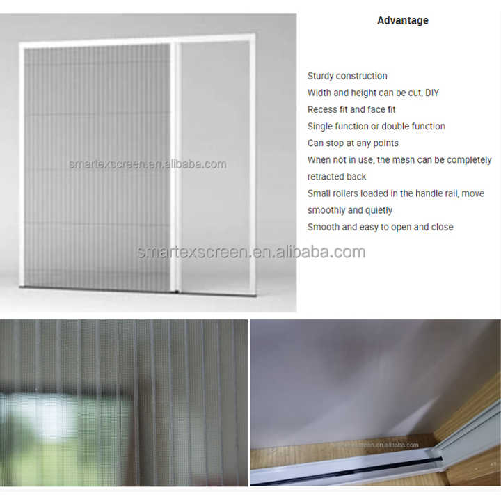Aluminum Alloy Frame Pleated Mesh Folding Screen Doors