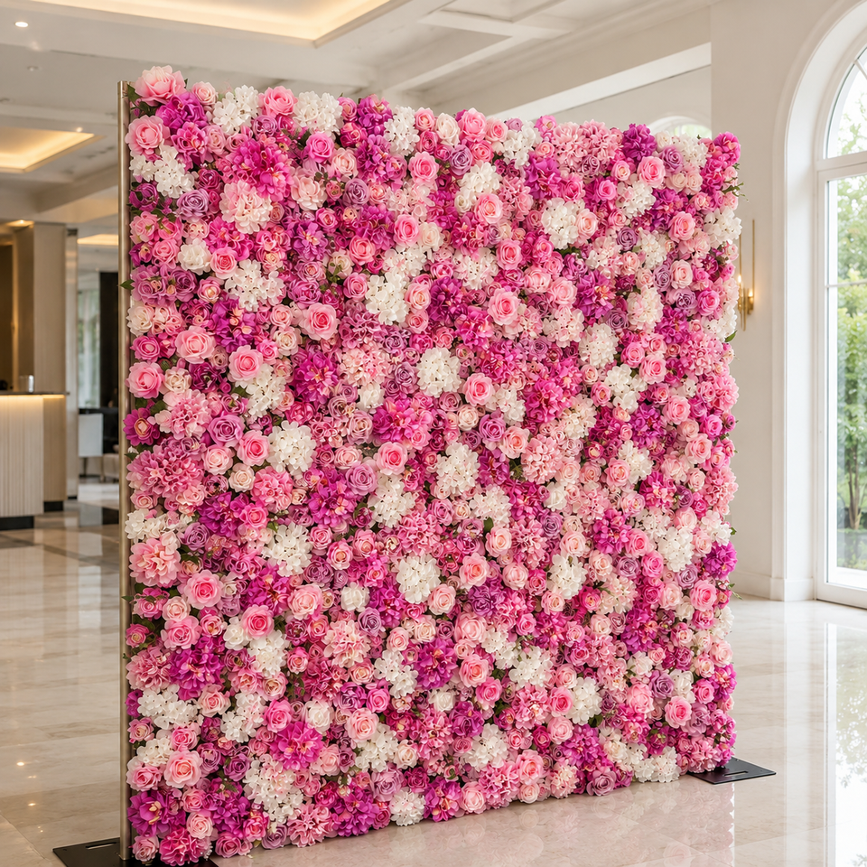 Pink Rose Hydrangea Artificial Flower Wall Panel Wedding Stage Backdrop ...