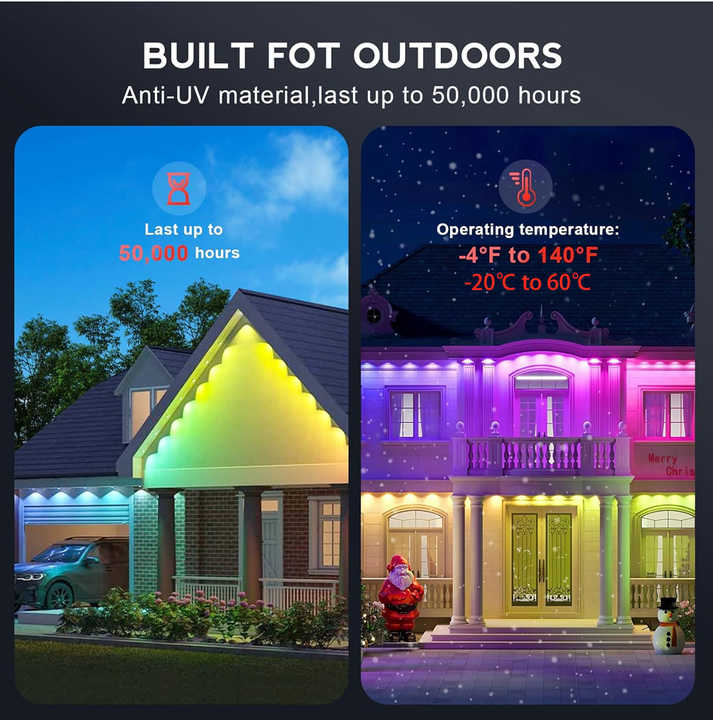 IP68 Waterproof Pixel Soffit Light Christmas Colorful House Eaves ...