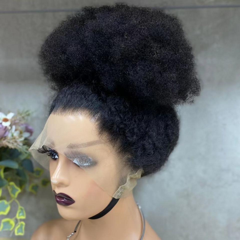 360 Full HD Lace Afro Kinky Curly Women's Wig Black Preplucked 4C Edge ...