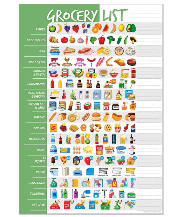 Visual Grocery List Magnet Pad for Fridge Shopping List Magnetic Pad ...