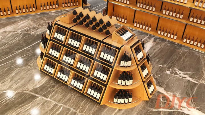 Wooden Display Gondola for Wine Shelf Rack - Supermarket