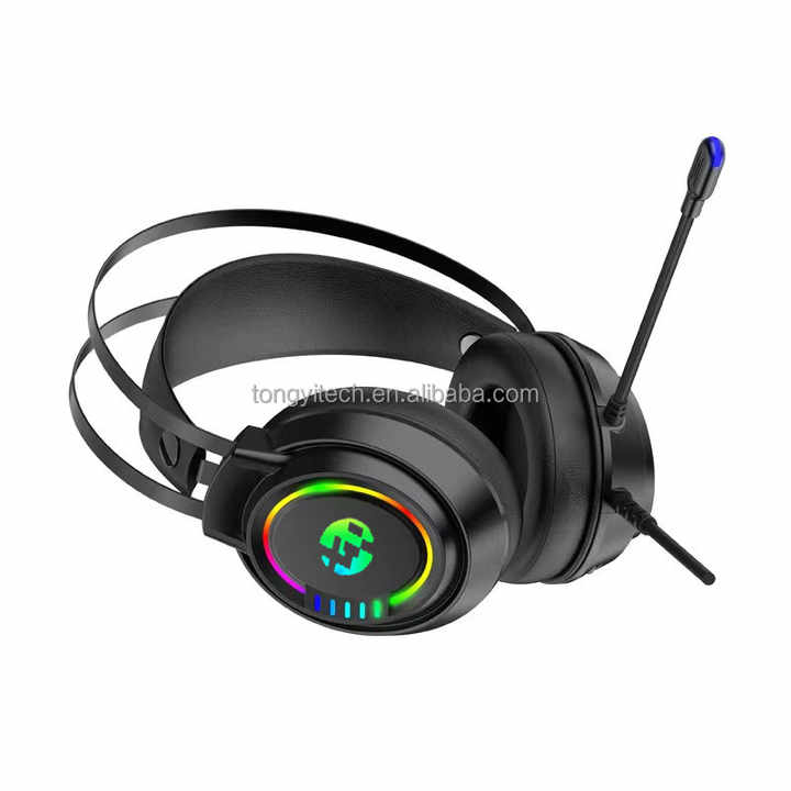 RGB LED Lights Gaming Headset with Dynamic Microphone Over-Ear Computer ...