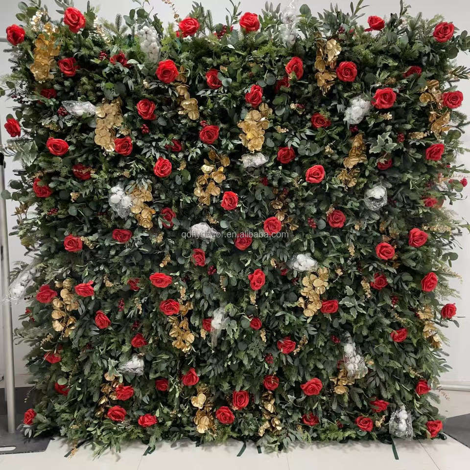 Wedding Artificial Square Silk Flower Wall Handmade Romantic Eco ...