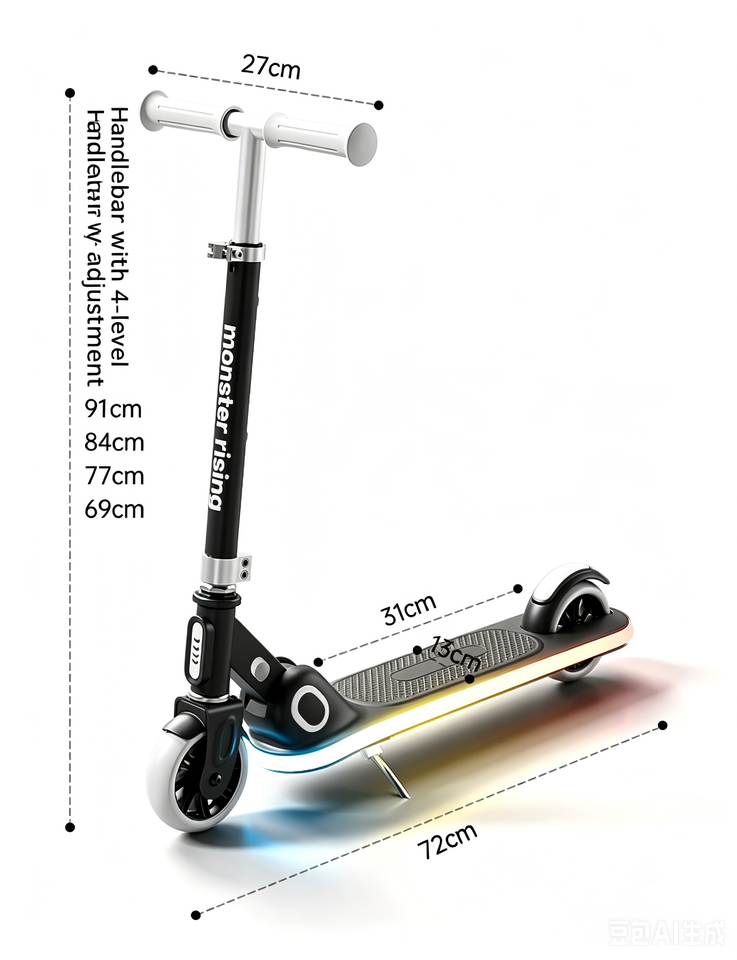 Hot Sale 2 Wheels Kids Kick Scooter Adjustable Handlebar LED Flashing ...