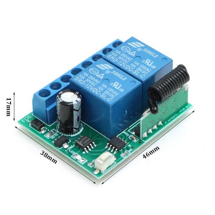 433MHz/315MHz Wireless RF Receiver Relay Switch DC 12V 2-Channel ...