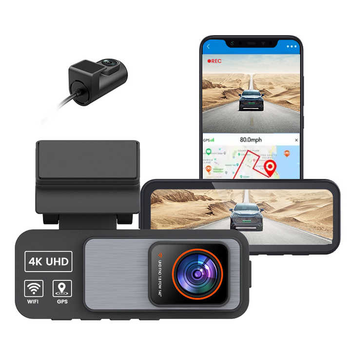 Dual Lens Dash Camera - 4K Front, 1080P Back Night Vision