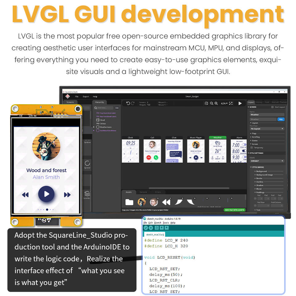 ESP32-32E SPI TFT Display Boards for Arduino - 2.8 to 3.5 Inches