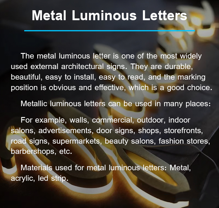 Gold metal letter commercial shop signboard 3d acrylic logo custom led ...