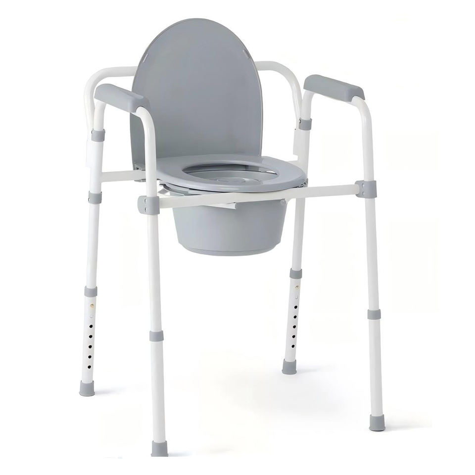 Folding Shower Toilet Chair Wheelchair 3 in 1 Lightweight Bedside Commode Chair for Toilet With ...