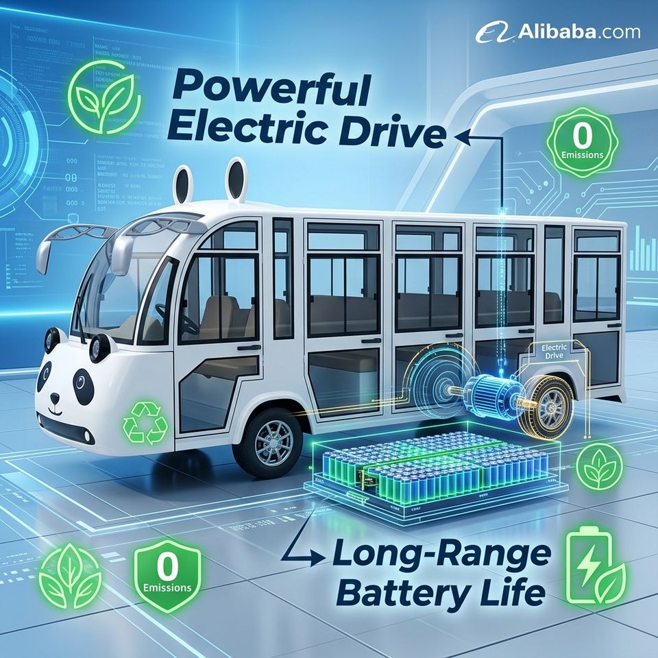 New Design Full Closed Cartoon Panda Electric Tour Bus 8/11/14 Seater ...