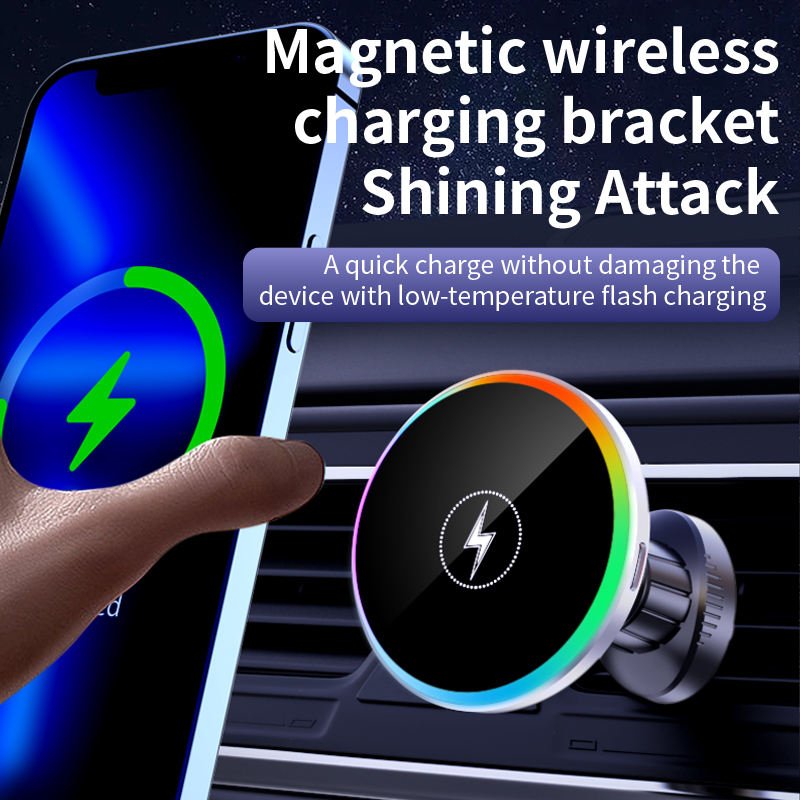 15W Fast-charging Wireless Car Charger Magnetic Phone Holder Featuring ...