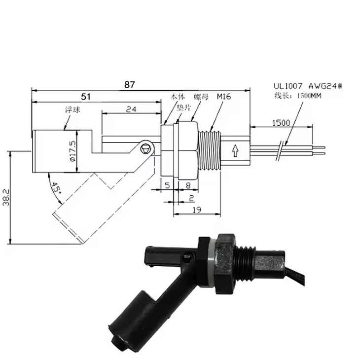 Dc Float Switch Float Level Sensor Magnetic Reed Switch Sensors Water ...
