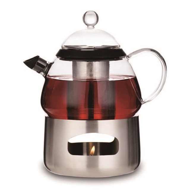Candle Heat Glass Tea Set With Stainless Steel Infuser And Warmer,Tea ...