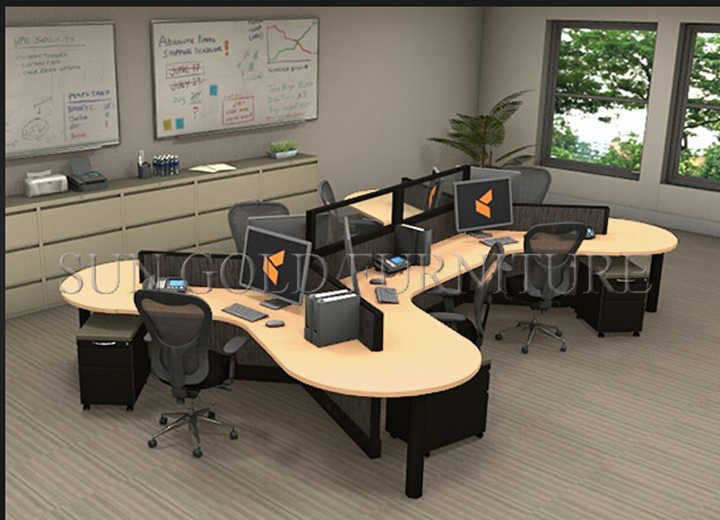 Modern L Shaped Desk - 3 Person Office Table by HONGYE SHENGDA