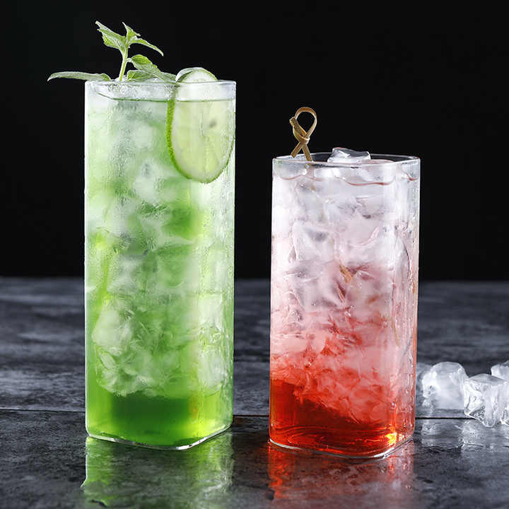 Square Glass Straight square Shape Cold Drink Cup Bubble Iced Coffee ...