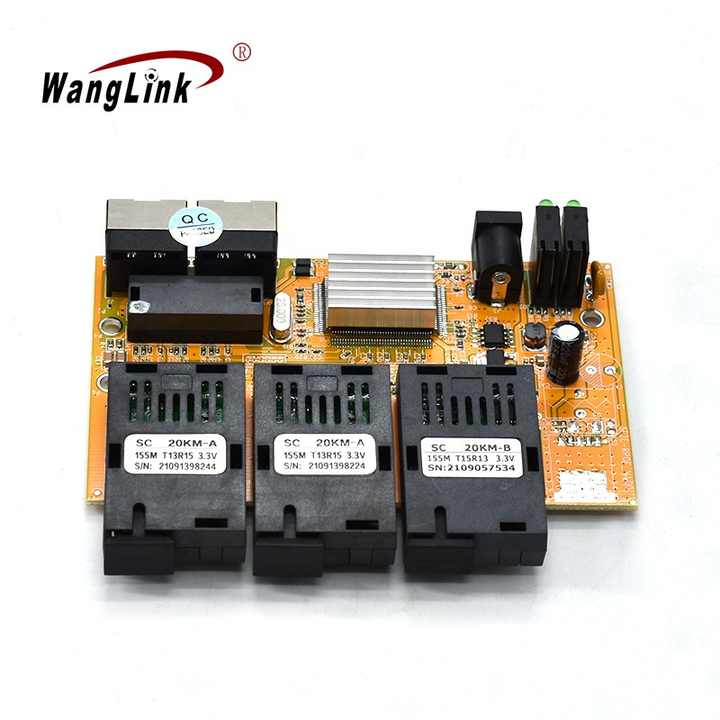 Wanglink 12V/24V 3F2E Passive POE Media Converter PCB 10/100M 3 RJ45 2 ...