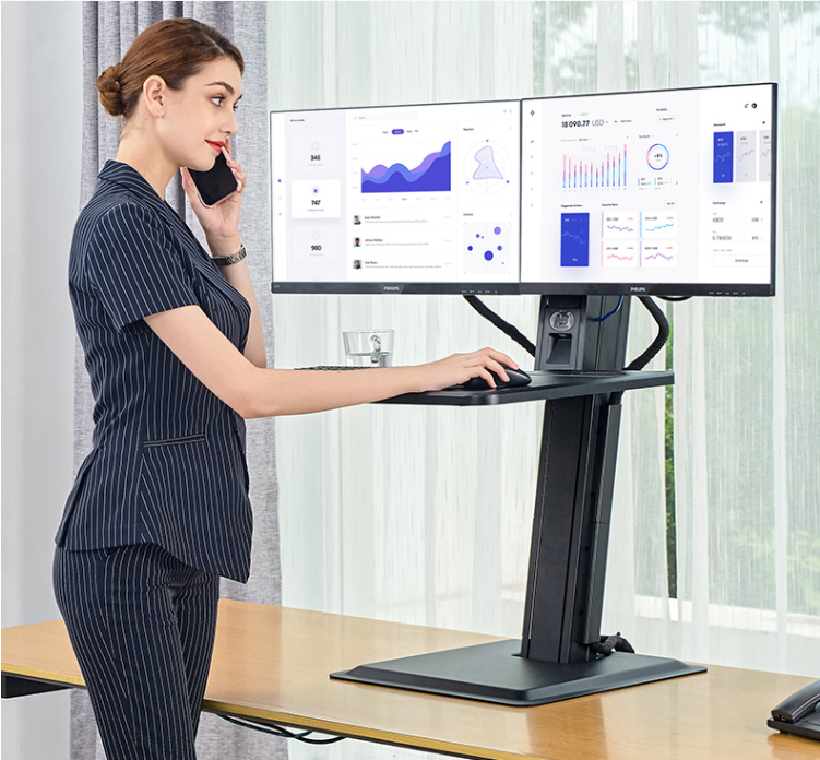 NB North Bayou S100 22 to 27 Sit Stand Workstation TV Sliding Stand ...