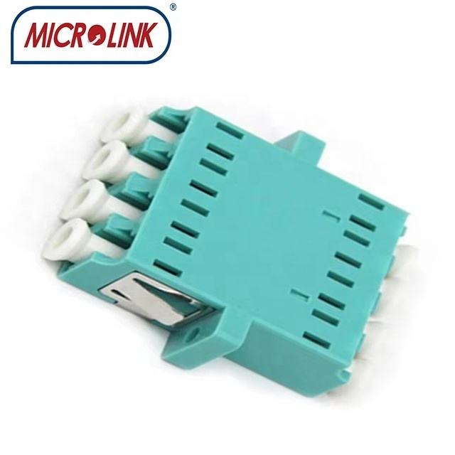 Aqua LC/UPC OM3 multimode Quad Flange MM Fiber Optic Adapter Coupler ...