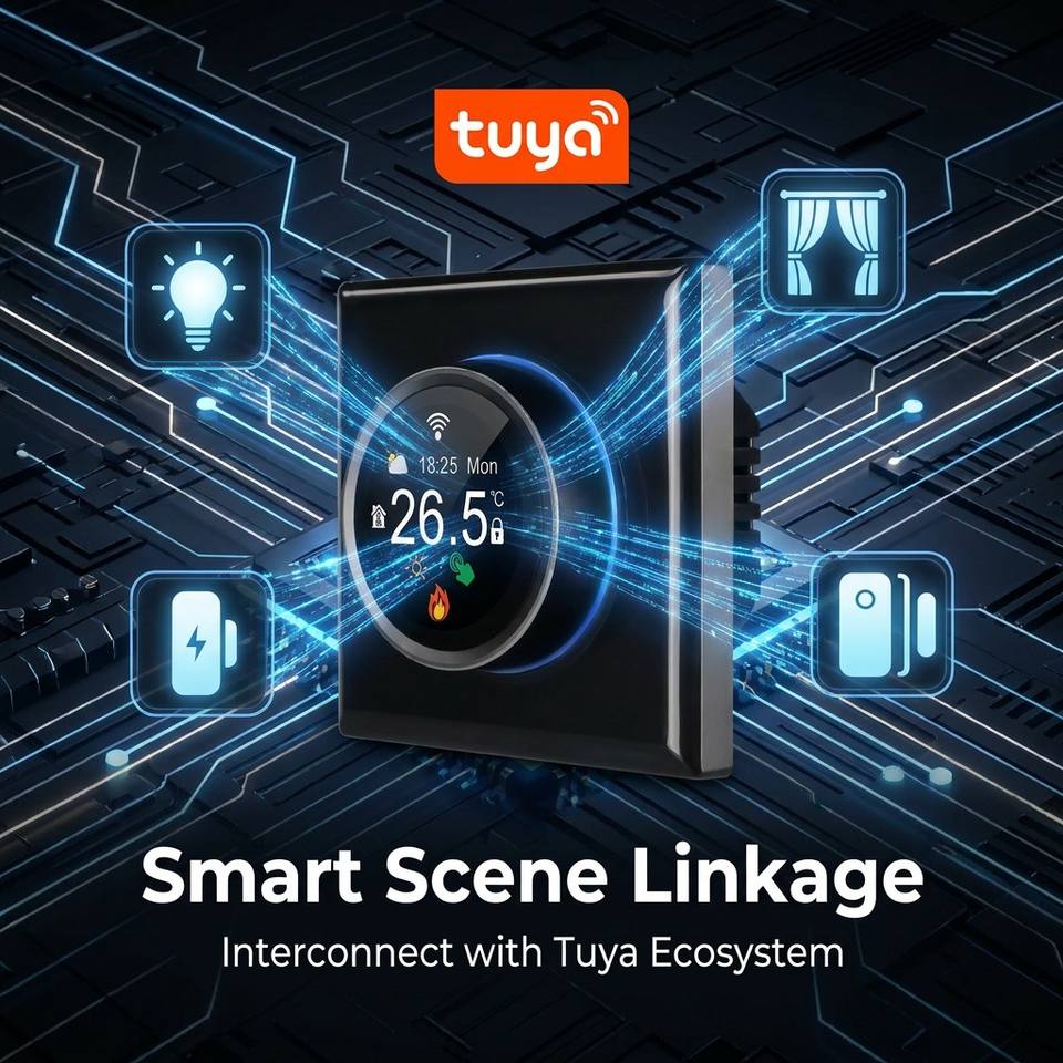 Smart Tuya WiFi 1.28inch TFT Knob Thermostat for Electric Heating 3A ...