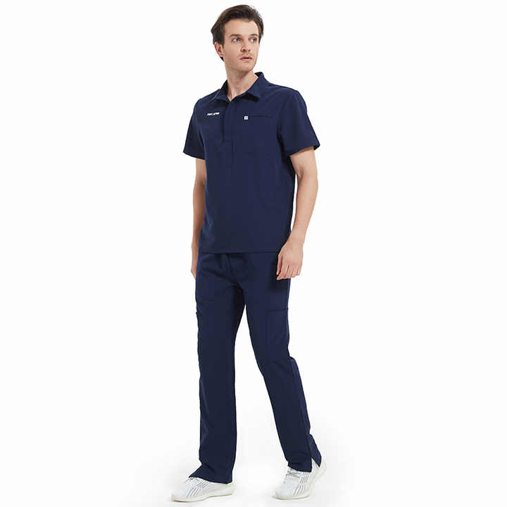 OEM Short Sleeve Polo Scrubs Suit Set Men Medical Nursing