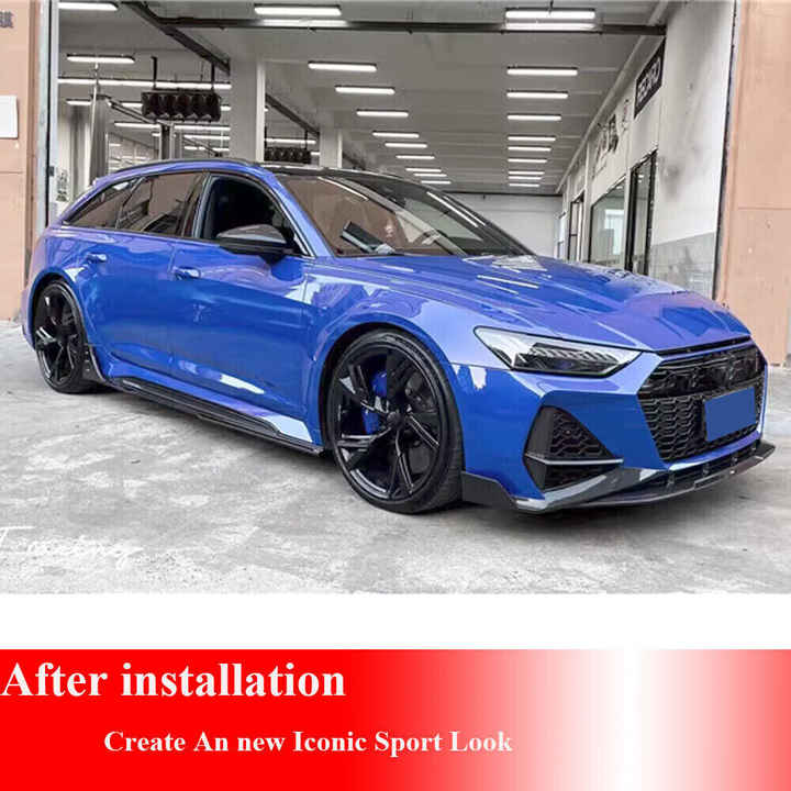 For Audi RS6 C8 Avant Wagon DRY CARBON Front Bumper Lip Side Skirt Rear Diffuser 2019-2021 ...
