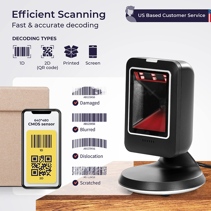 MP6300 2D QR Table Top Handsfree Barcode Scanner - Top Seller