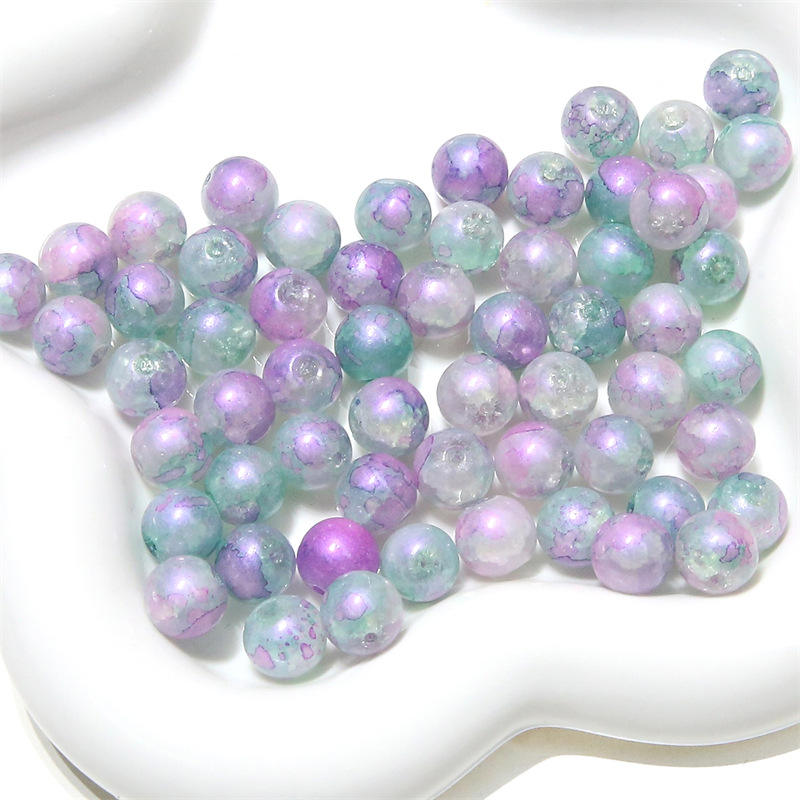 20PCS/BAG 10mm Glass Double-tone Shattered Bead Round Mix Color Loose ...