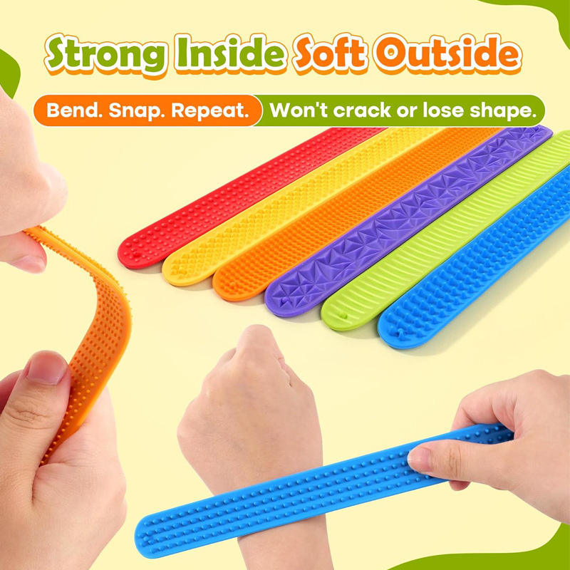 6pcs Set New Design Silicone Slap Bracelet Clapping Wrist Strap Stress ...