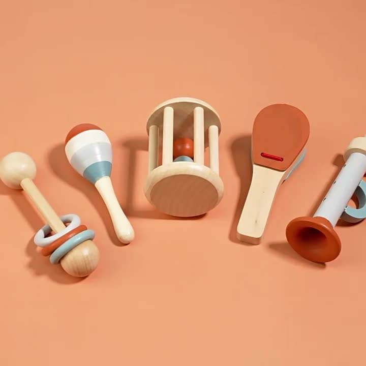 Wooden Baby Holding Bell Ring Bell Musical Instrument Early Childhood ...