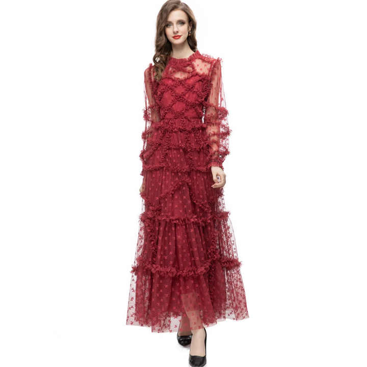 XXXL Long Dress 2023 Autumn Winter Evening Party Lady Sexy Tulle Mesh ...