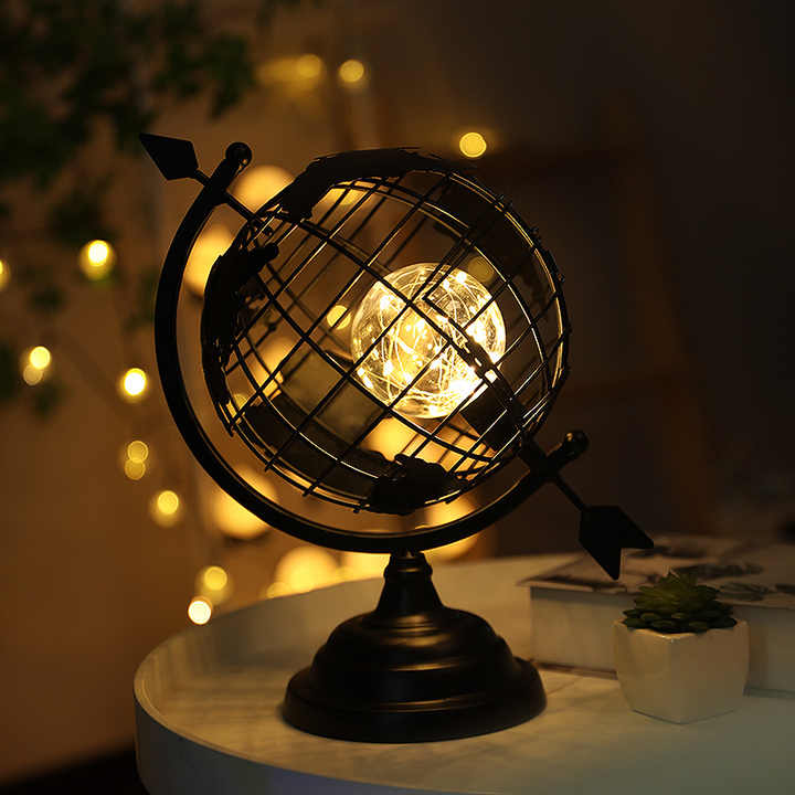 Modern LED Metal Table Globe with Iron Wire Ball Globe for Home ...