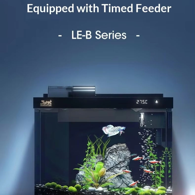 SunSun LE-B Desktop Aquarium, Automatic Feeding, Multiple Lighting Mode ...