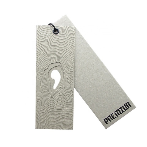 Thick black cardboard embossed swing tag clothing Garment tags for ...