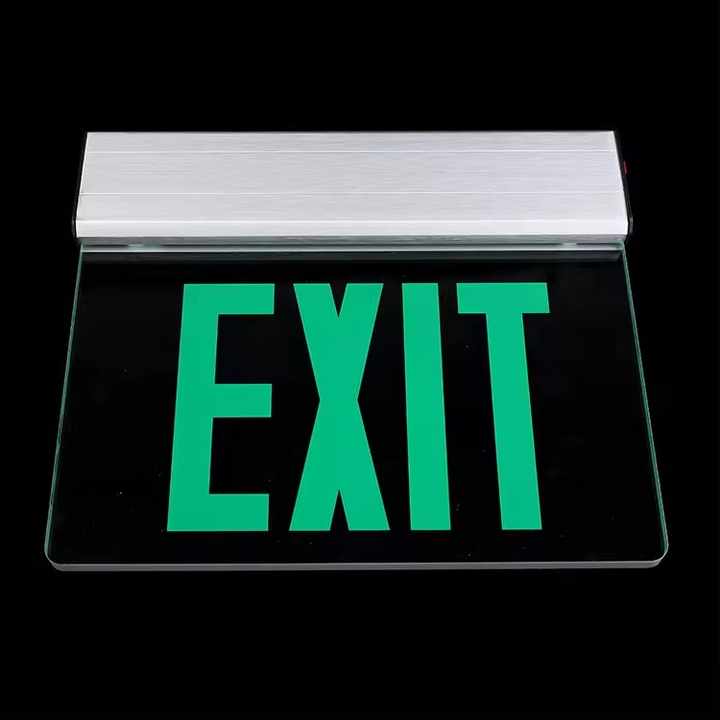 EXIT Emergency Light Aluminum Frame Acrylic Panel Green Maintained ...