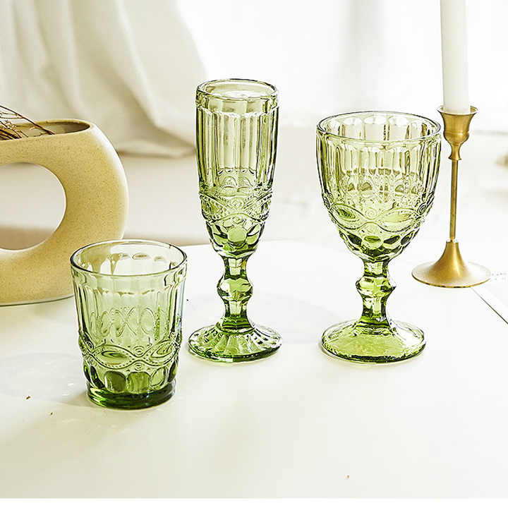 Wholesale Custom Colorful Vintage Glass Wine Goblets