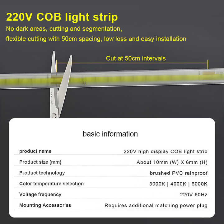 220V Cob Strip Light - Durable, Efficient Outdoor Lighting