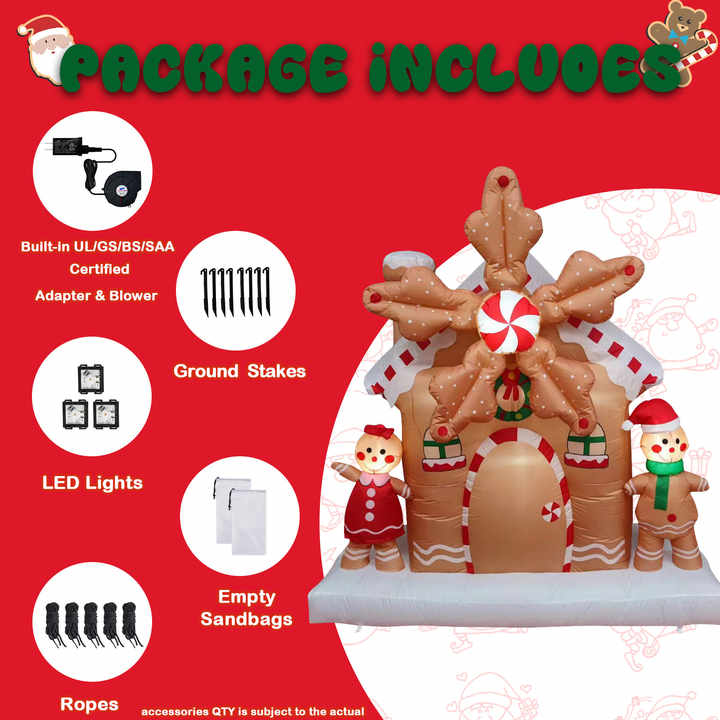 Christmas Inflatables Gingerbread House Decorations Outdoor Christmas ...