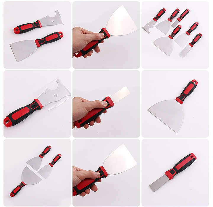 Two-Color Handle Stainless Steel Putty Knife Plastic Scraper Trowel for ...