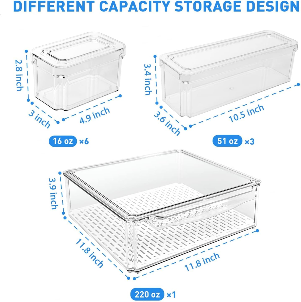 OWNSWING Fridge Organizer - Stackable PET Storage Bins
