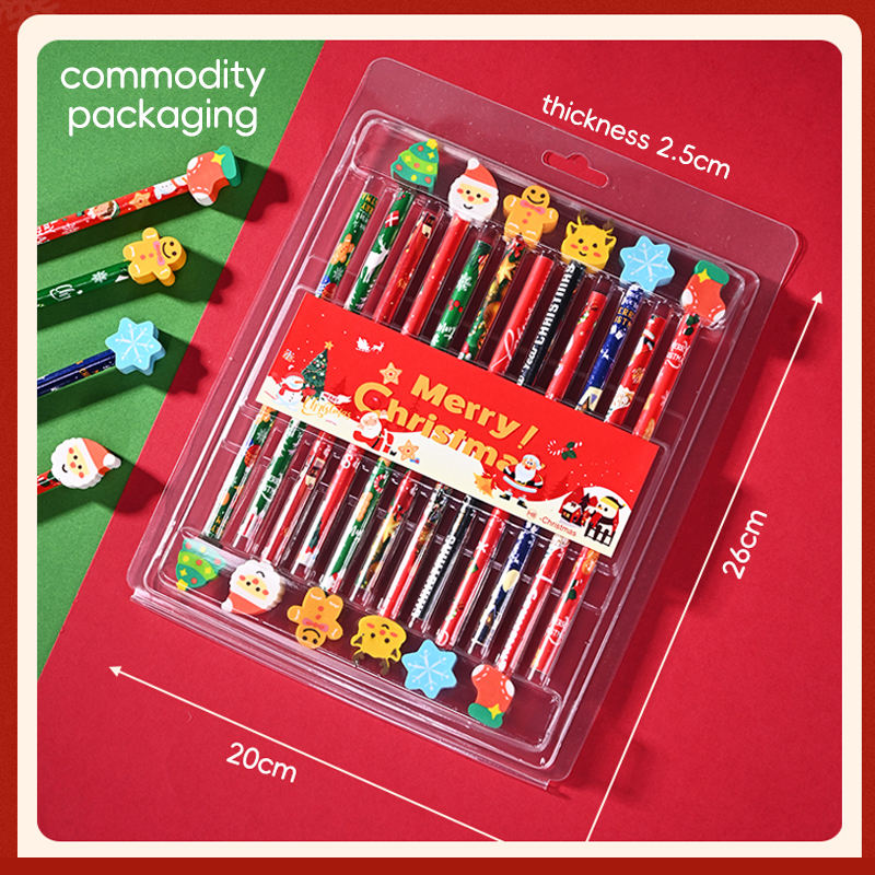 Christmas Cartoon Wood Pencil Hot Selling Cartoon Eraser Topper Pencils ...