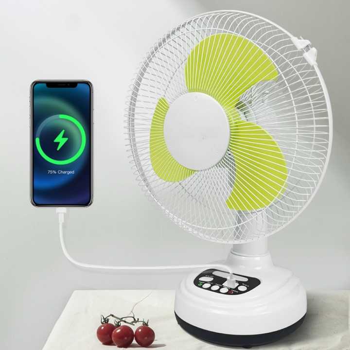 Portable Rechargeable LED Solar Table Fan for Home & Outdoor