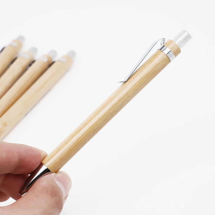 Custom High Quality Eco Friendly Bamboo Wooden Ballpoint Pen Black Ink Sustainable Ball Point ...