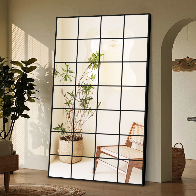 Custom Asian Zen Iron Grid Square-Frame Black 30mm Thick Wall-Mounted ...