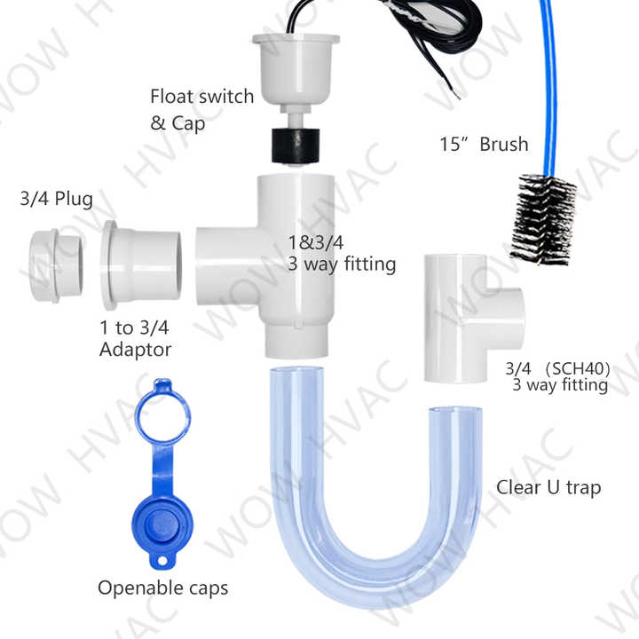 WOW LLS-SS6 Condensate Drain Pan HVAC U Trap Fitting with T Shape Float ...