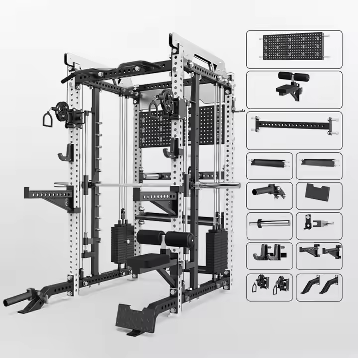 Multi Function Station Smith Machine Power Rack With Pegboard Weight ...