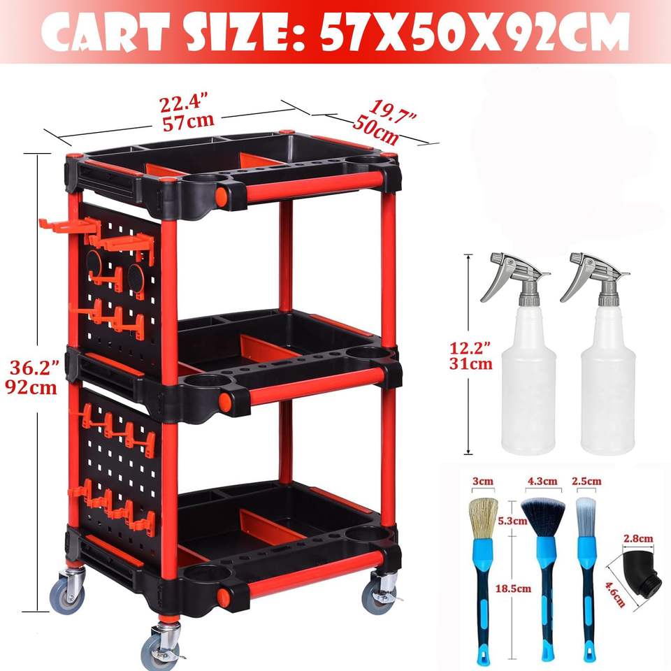 Car Detailing Cart - Ultimate Tool Organizer for Auto Detailing