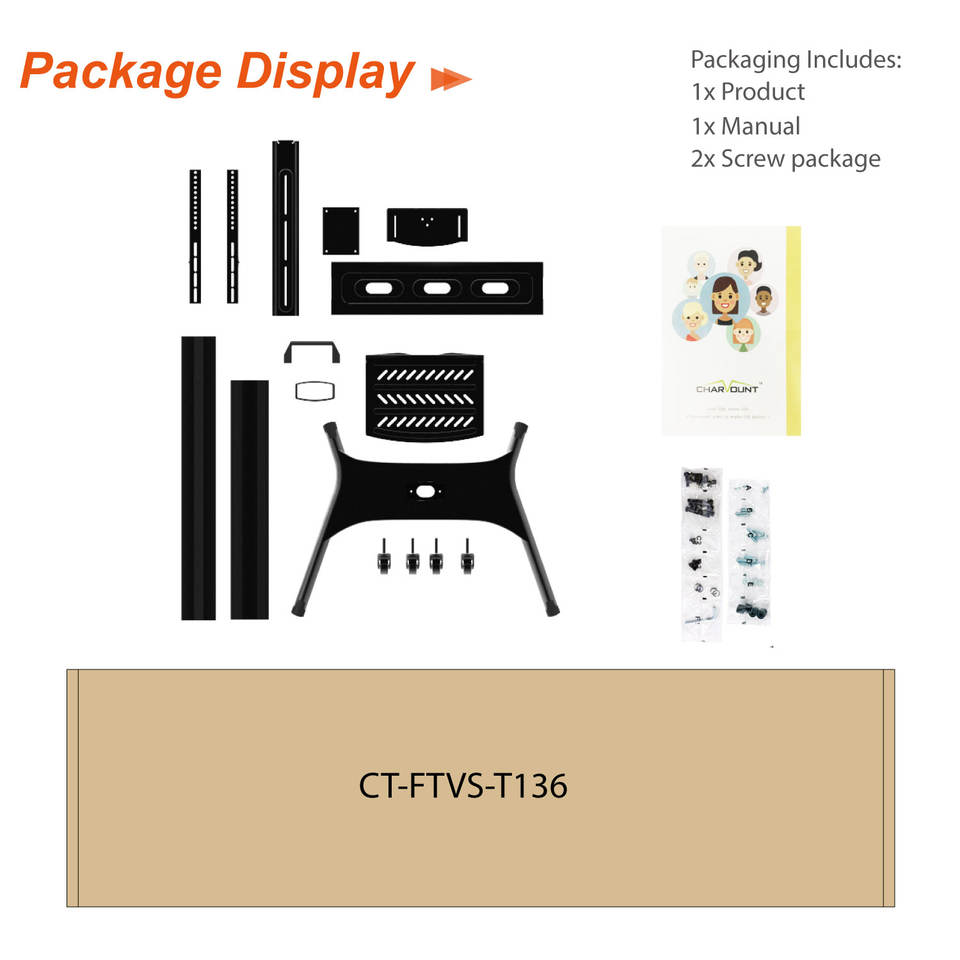 Charmount Height Adjustable Mobile TV Stand 32-70 Inch Floor TV Cart ...