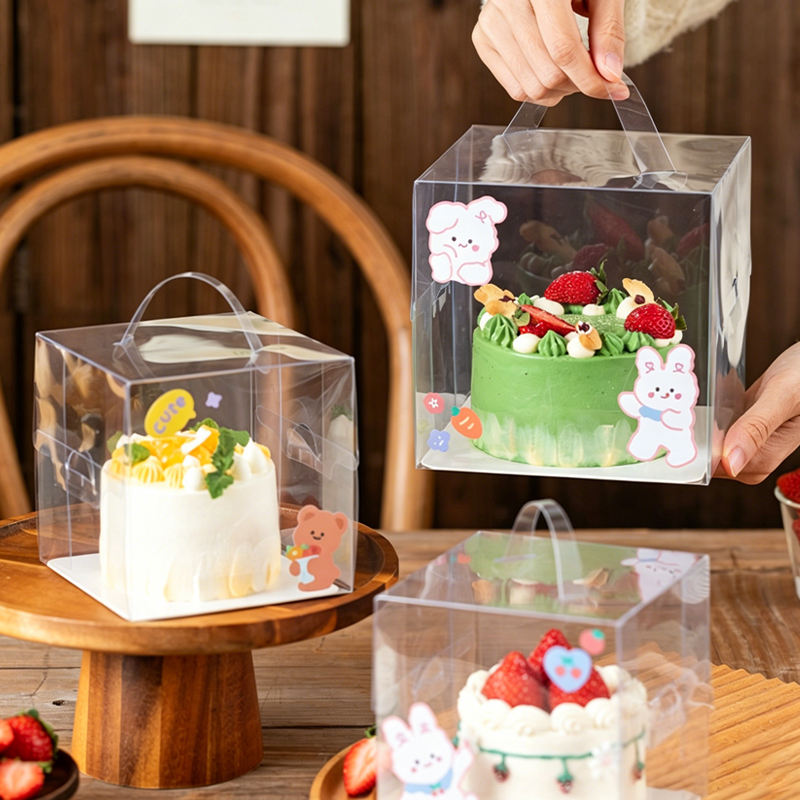 Wholesale Small Clear Plastic Cake Box Square Mini PET Dessert ...